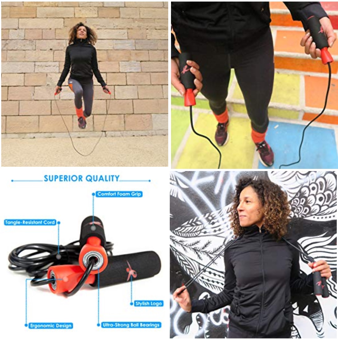 Plastic Handle Steel Wire with PVC Fitness Adjustable Jump Rope, Jump ...