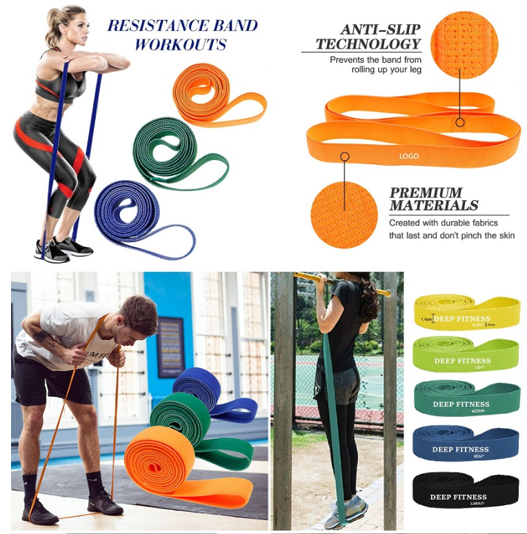 Fabric Long Exercise Resistance Band Pull Up Band 2m long, Fabric Hip ...